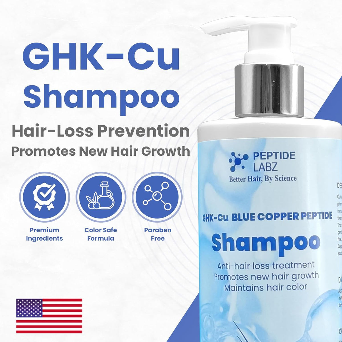 GHK-Cu Copper Peptide Shampoo - Anti Hair Loss Shampoo - Promotes New ...